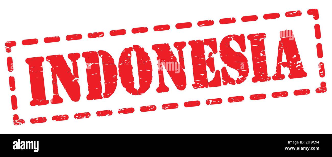 INDONESIA text written on red dash stamp sign Stock Photo - Alamy