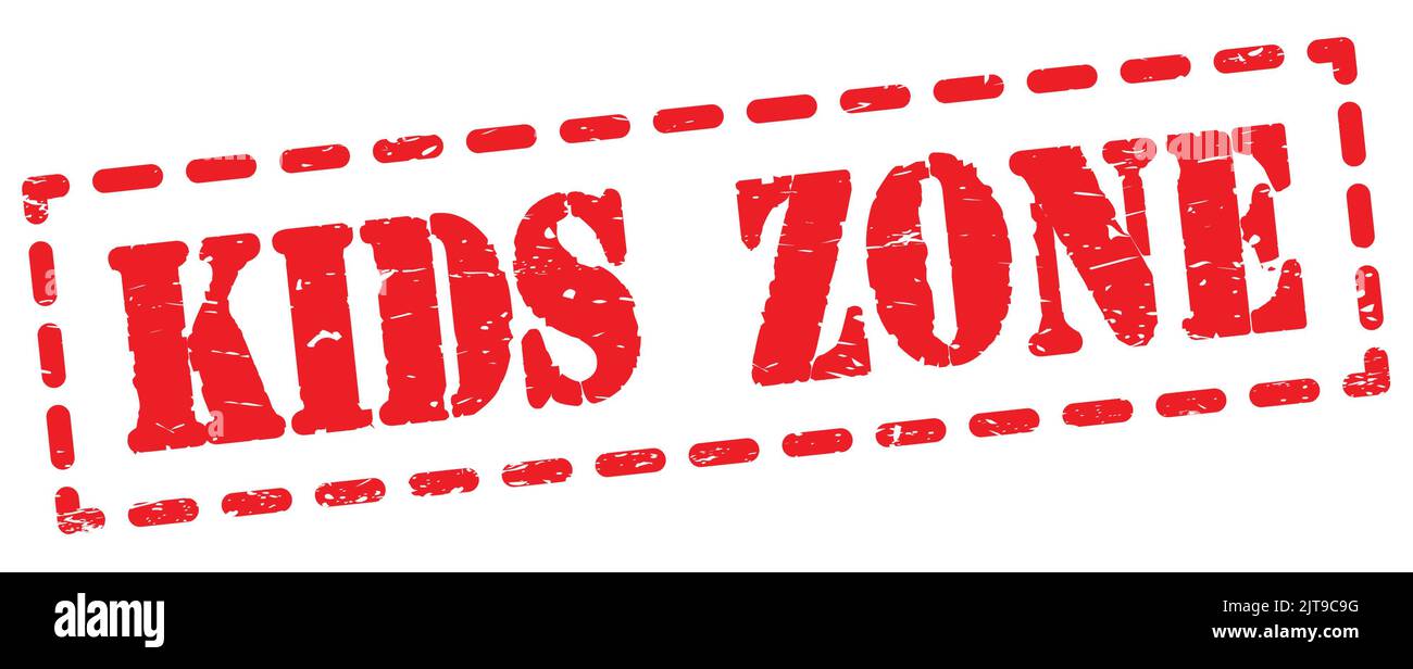 KIDS ZONE text written on red dash stamp sign Stock Photo - Alamy