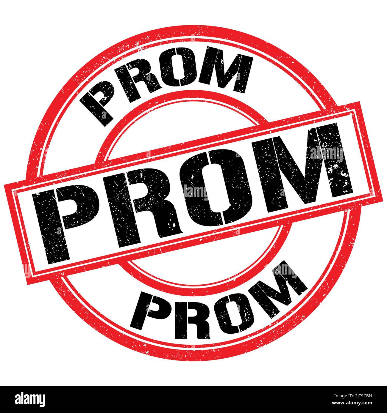 PROM text written on red-black round stamp sign Stock Photo - Alamy