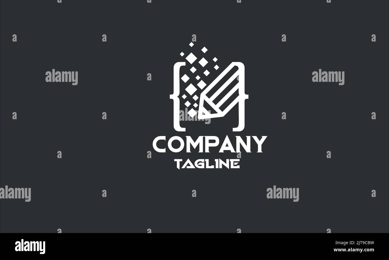 minimal education pixel pencil logo template Stock Vector Image & Art ...