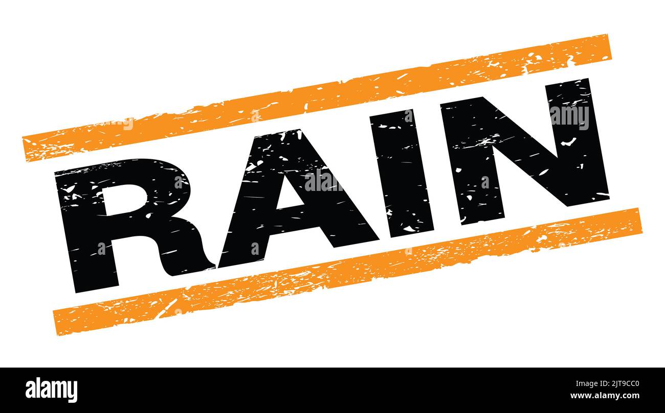 RAIN text written on orange rectangle stamp sign Stock Photo - Alamy
