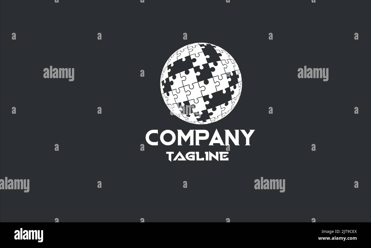 minimal puzzle world logo template Stock Vector Image & Art - Alamy