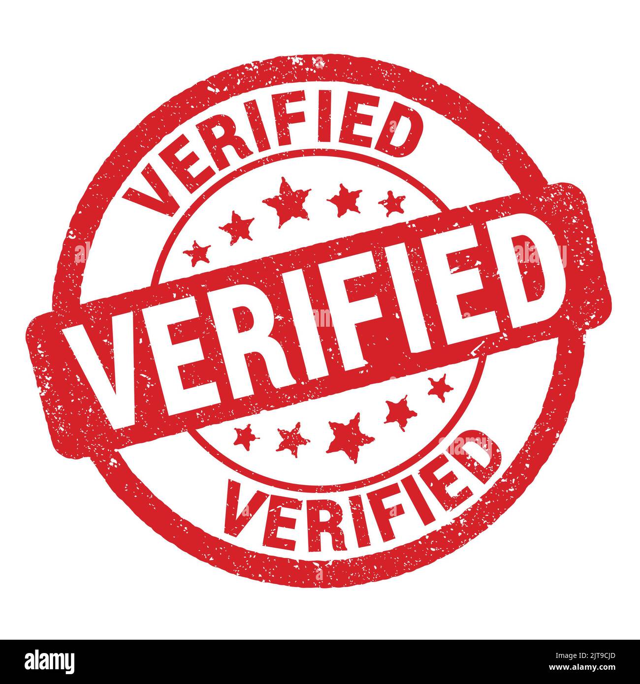 VERIFIED text written on red grungy stamp sign Stock Photo - Alamy