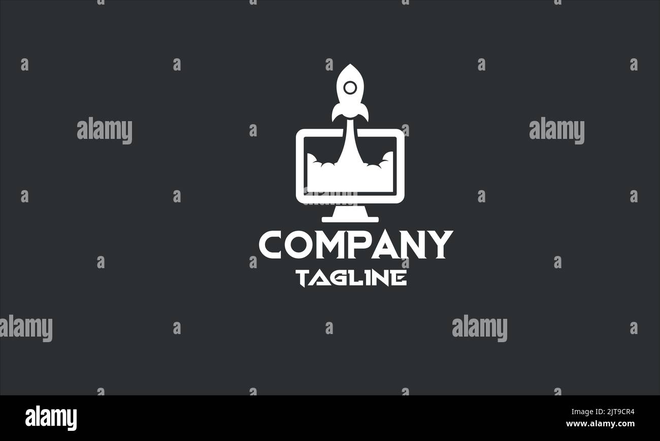 minimal rocket computer logo template Stock Vector Image & Art - Alamy