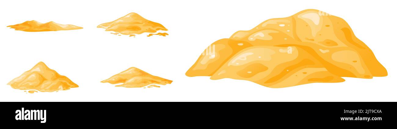 Pile of sand in cartoon, sandy dune in desert or at beach. Heap of ...