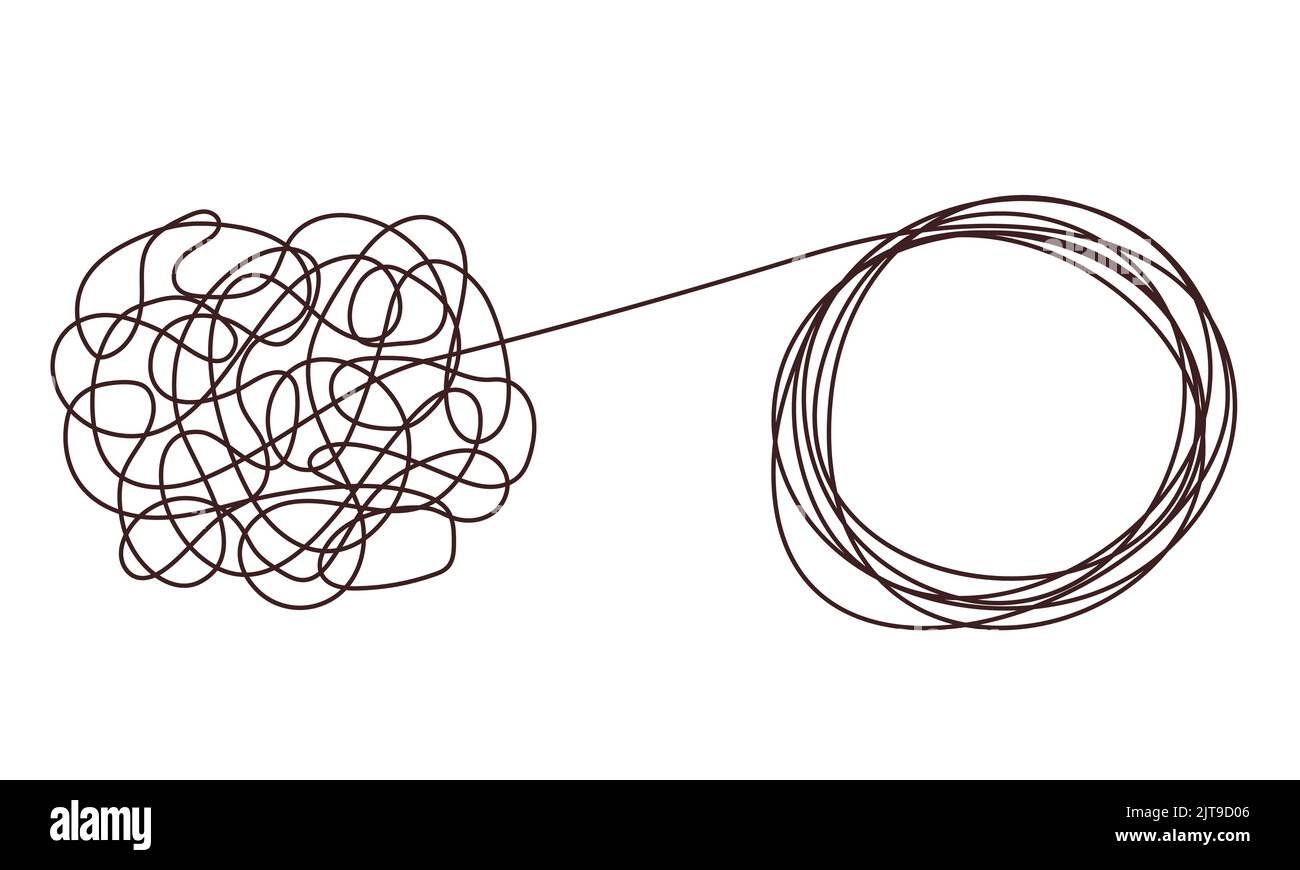 Tangle chaos, psychoterapy concept. Business design in one line, order ...
