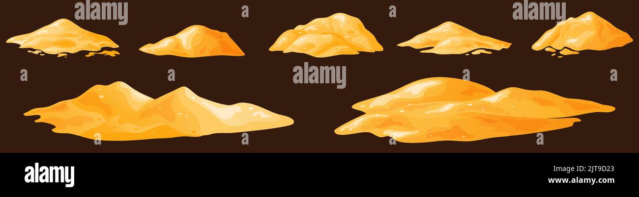 Pile of sand in cartoon, sandy dune in desert or at beach. Heap of ...