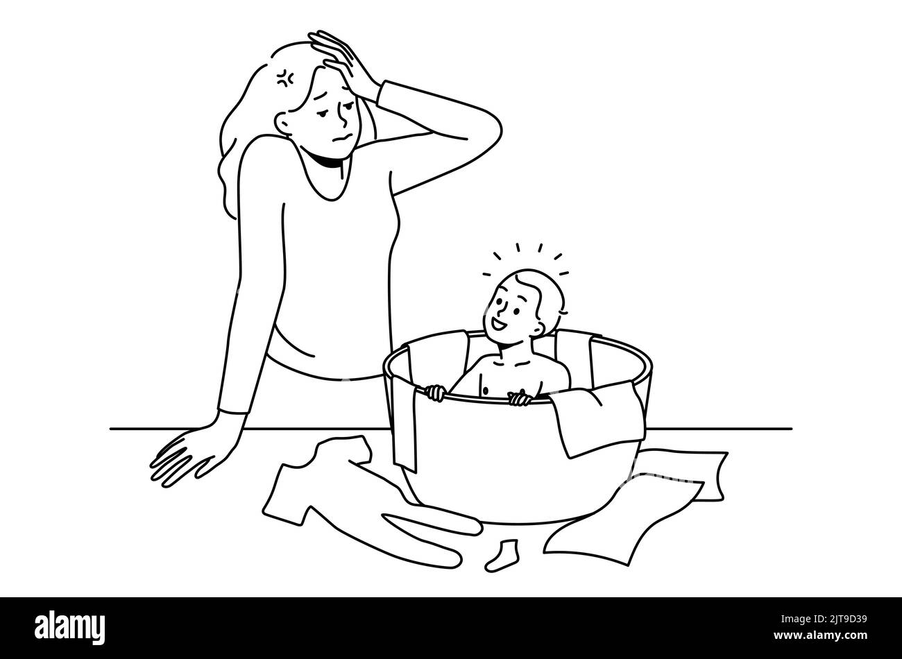 Exhausted kid Stock Vector Images - Alamy