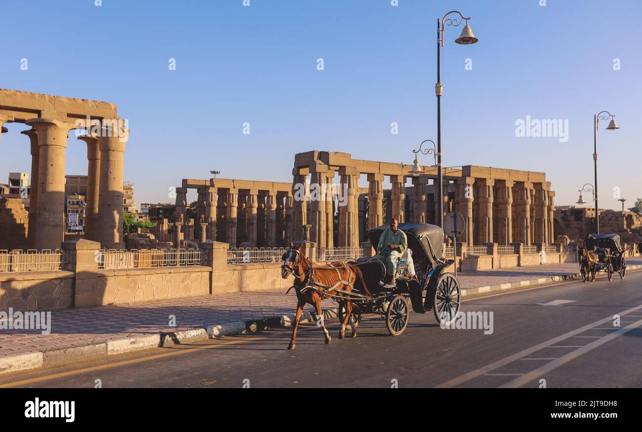 Luxor, Egypt - November 12, 2020: Egyptian Horse Cart in the Luxor City ...
