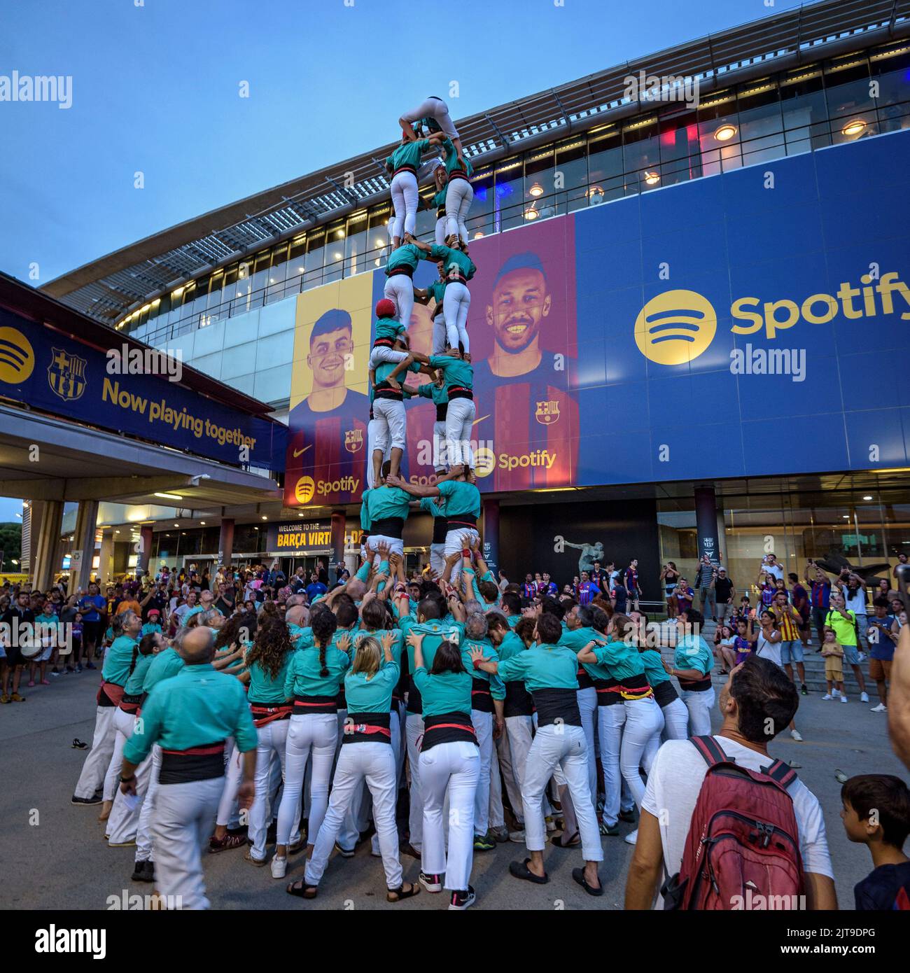 Castellers de Vilafranca (human towers, a catalan tradition) outside ...