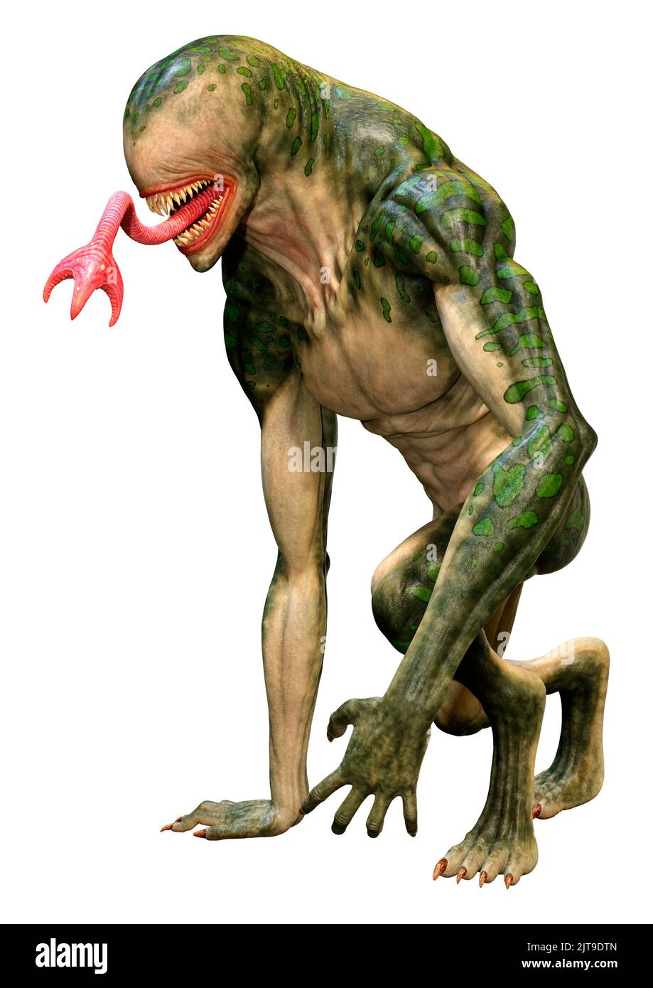 3D rendering of a green alien isolated on white background Stock Photo ...