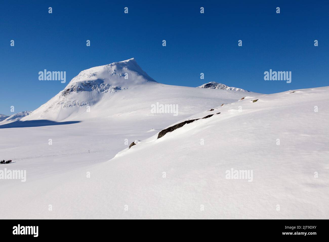 View of the white Nordic mountains in Marsch. Fresh snowy mountains in ...