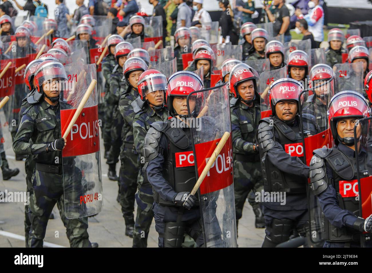 Kuala Lumpur, Malaysia. 01st Jan, 2000. Malaysian riot police march ...