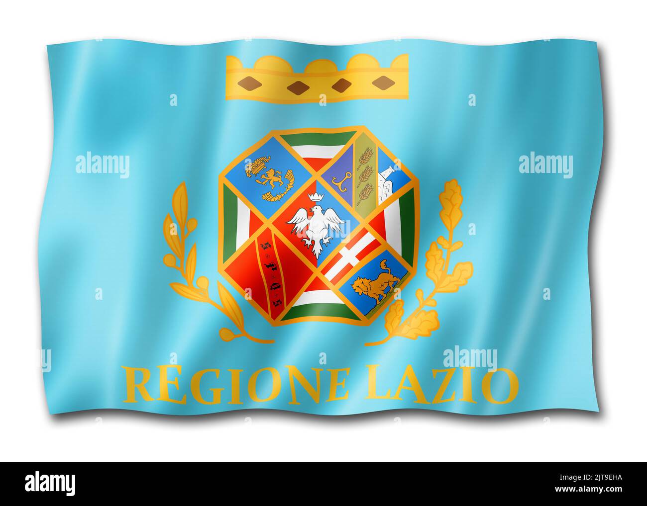 Lazio region flag, Italy waving banner collection. 3D illustration ...