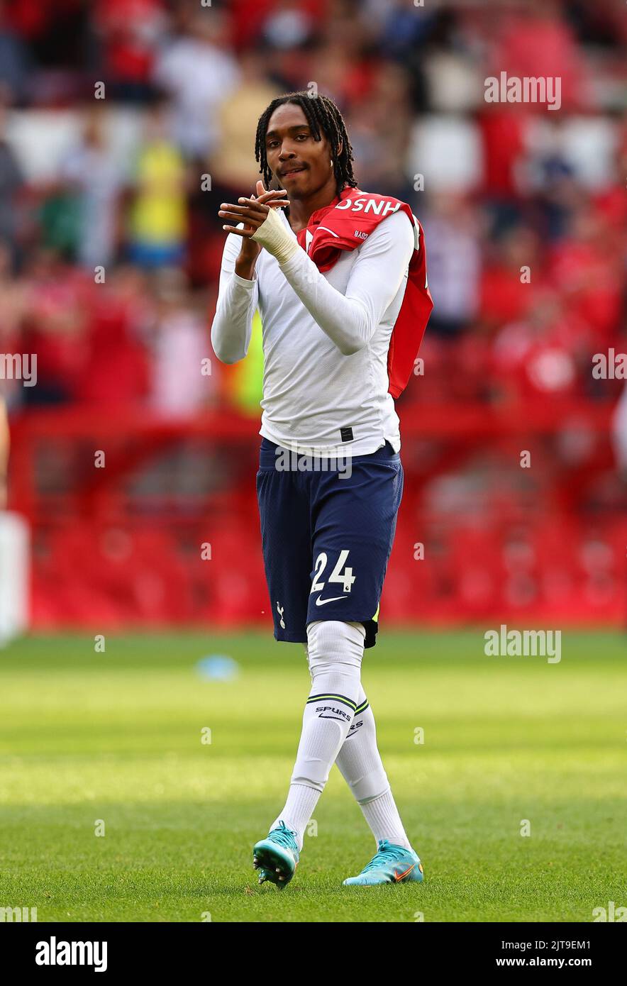 Nottingham, UK. 28th August 2022. Djed Spence of Tottenham during the ...
