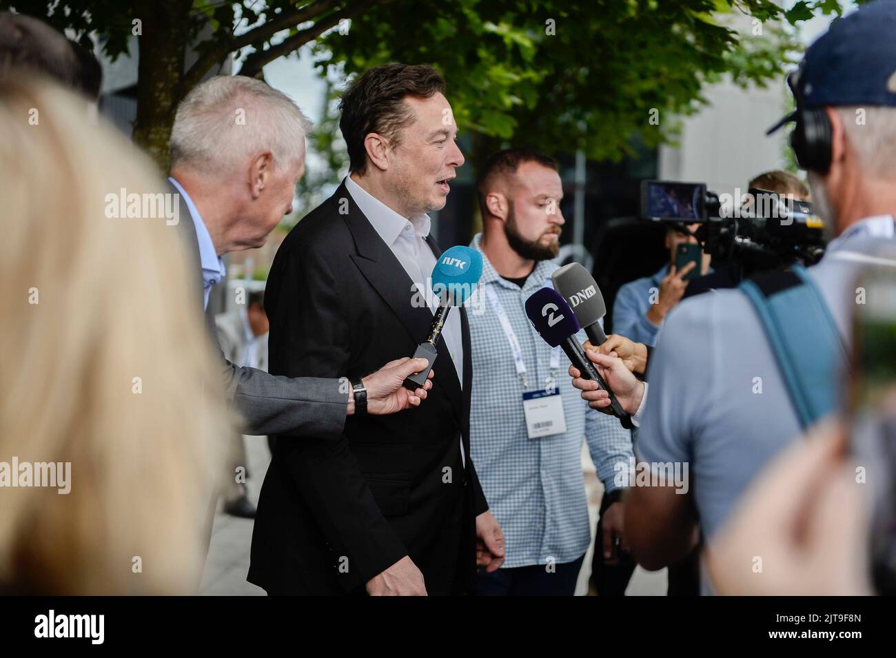 Stavanger, Norway 20220829.Tesla founder Elon Musk arrives at ONS ...