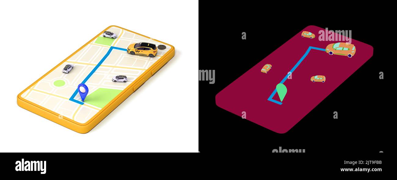 Ordering a taxi cab online internet service transportation concept ...