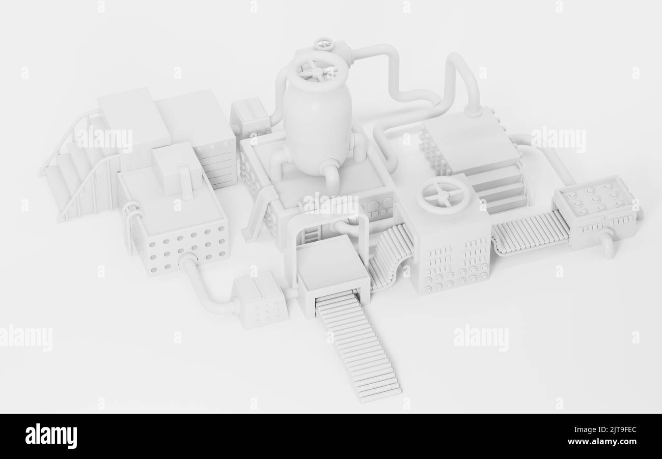 Empty stage in the shape of the factory, stage and assembly lines, 3d ...
