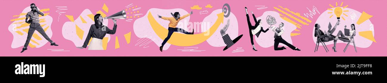 Creative design. Contemporary art collage. Employees. business people ...