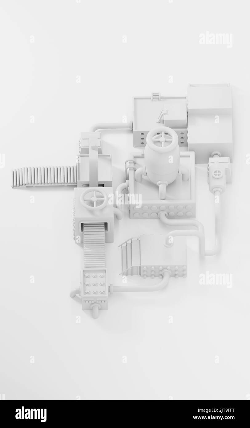 Empty stage in the shape of the factory, stage and assembly lines, 3d ...