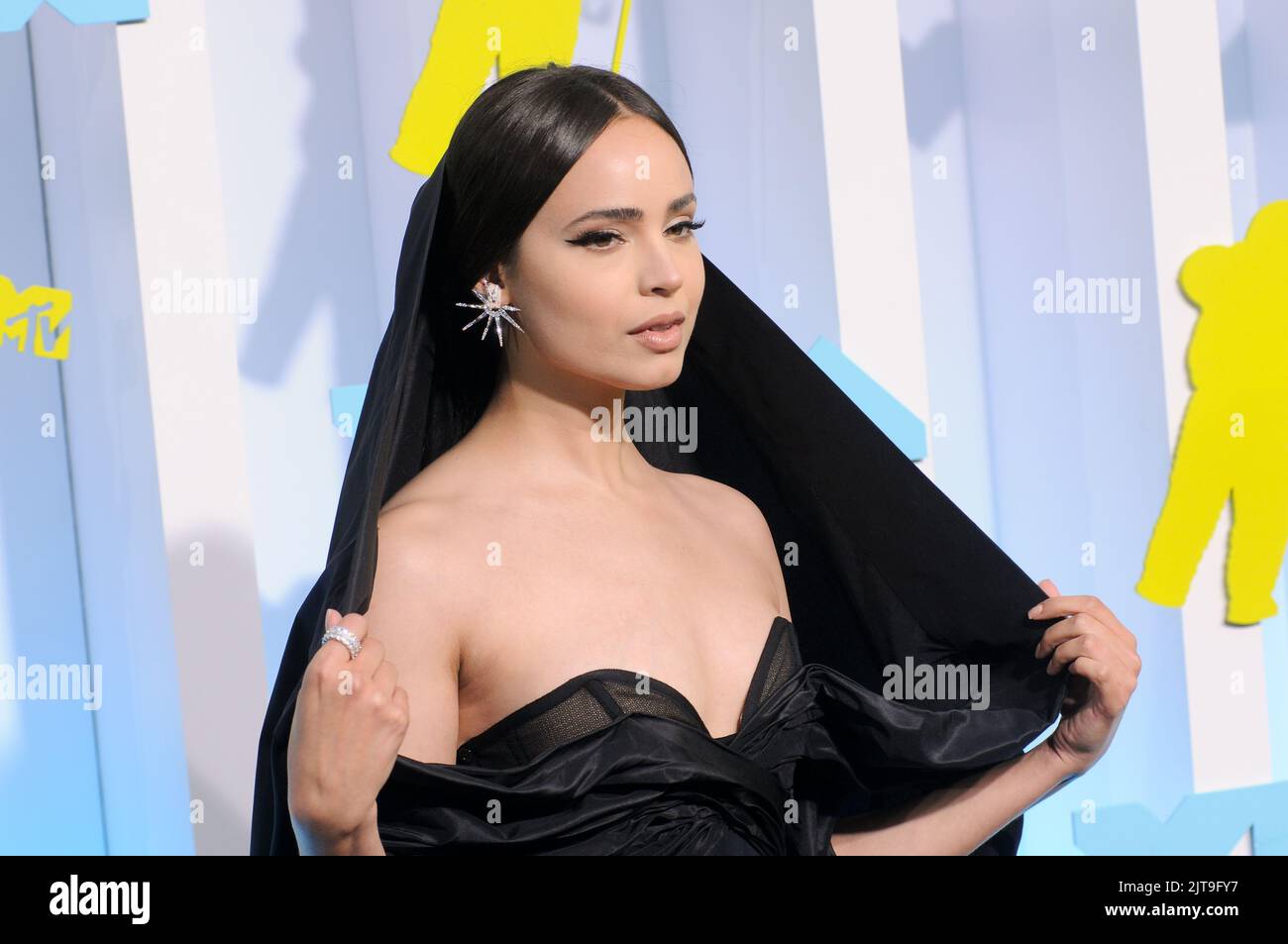 Newark, USA. 28th Aug, 2022. Sofia Carson walking on the black carpet at the 2022 MTV Video ...