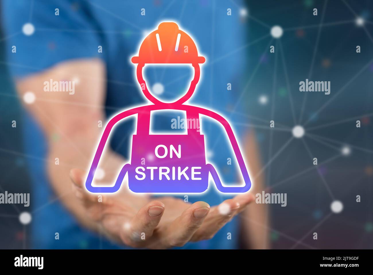 Strike concept above the hand of a man in background Stock Photo - Alamy