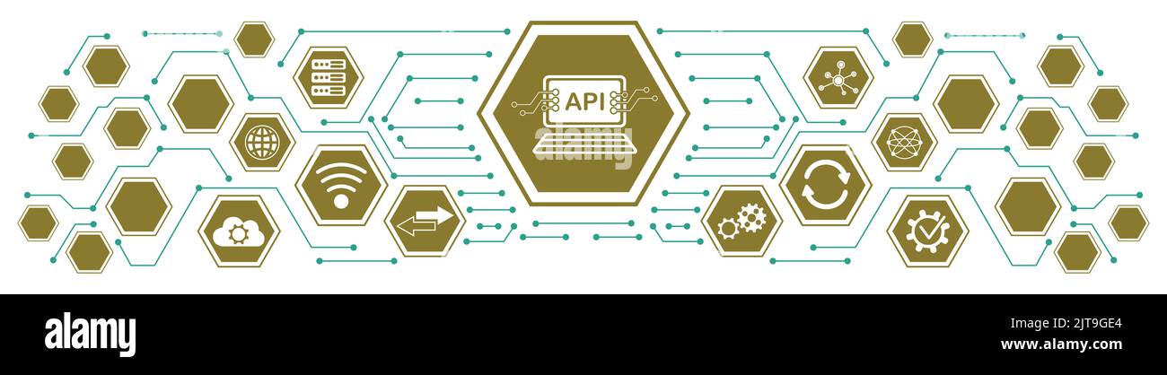Concept of api with connected icons Stock Photo - Alamy