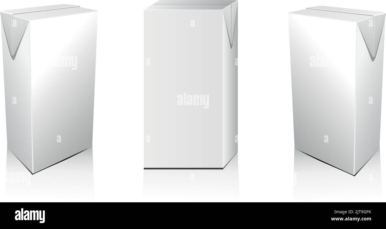 A 3d rendering of blank carton packages for liquid isolated on white ...