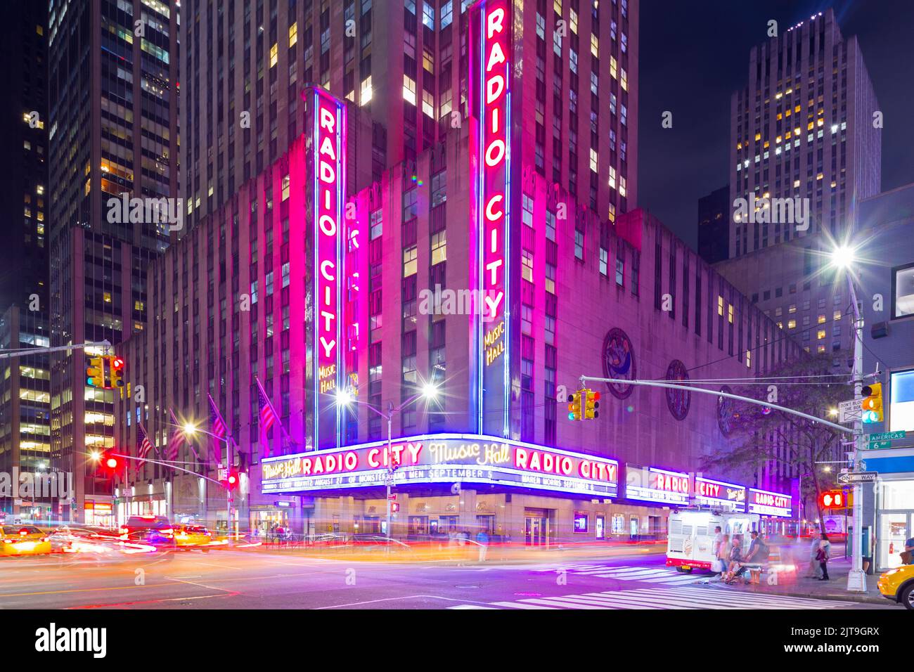 A night view of the Radio City Music Hall entertainment venue at 1260 ...