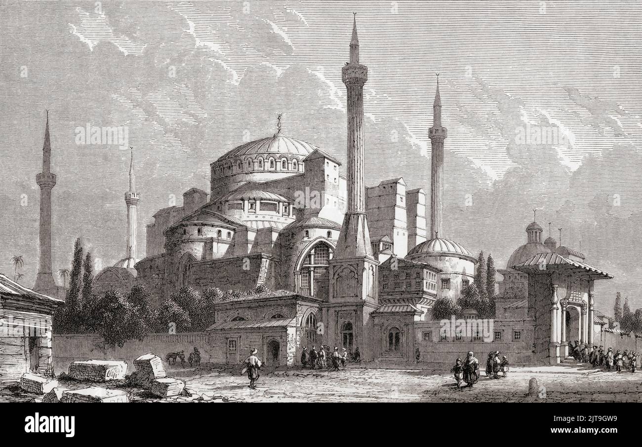 Hagia Sophia Grand Mosque, Constantinople, modern day Istanbul, Turkey ...