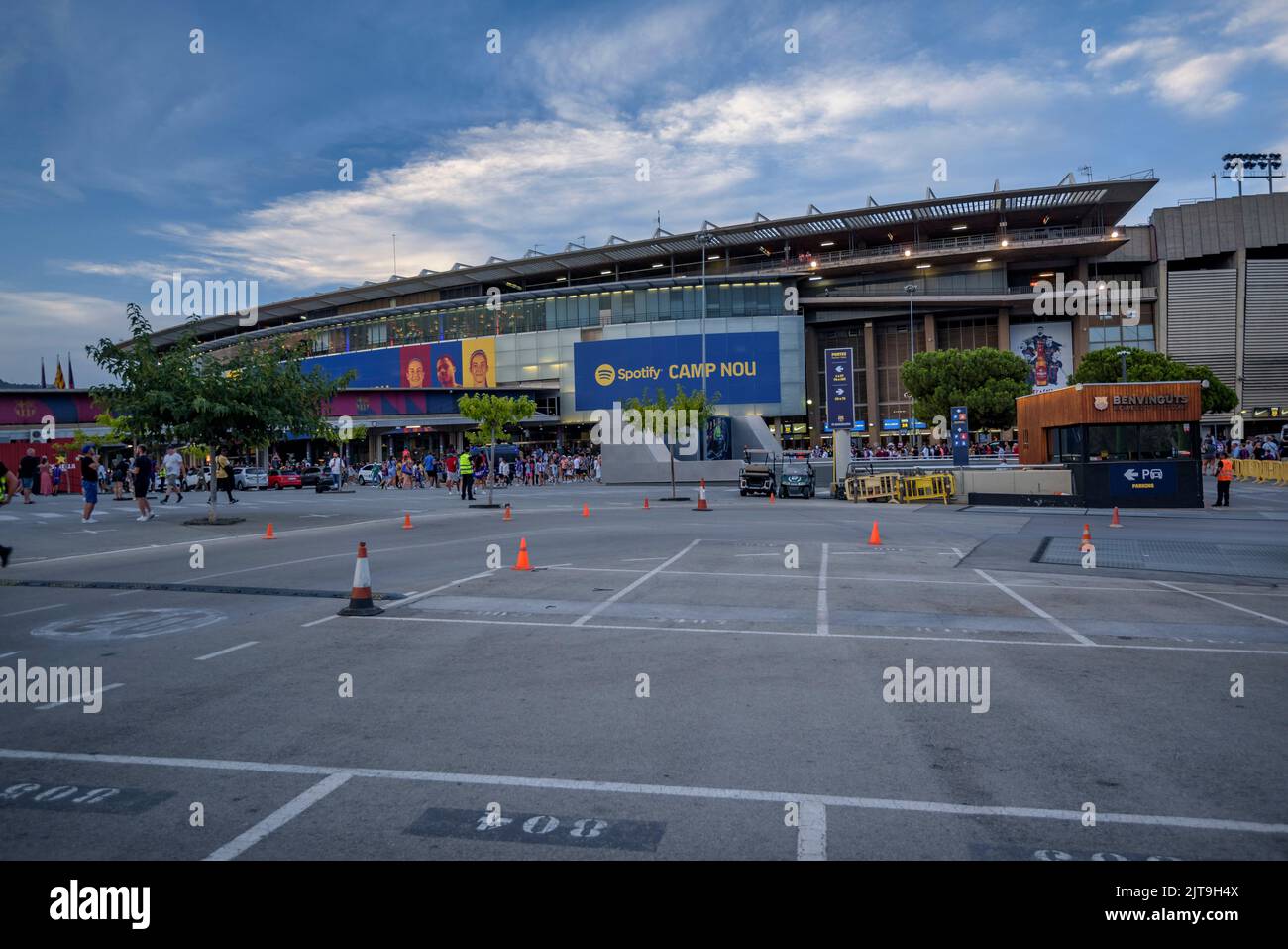 Exterior of the Spotify Camp Nou at twilight on a match day (Barcelona ...