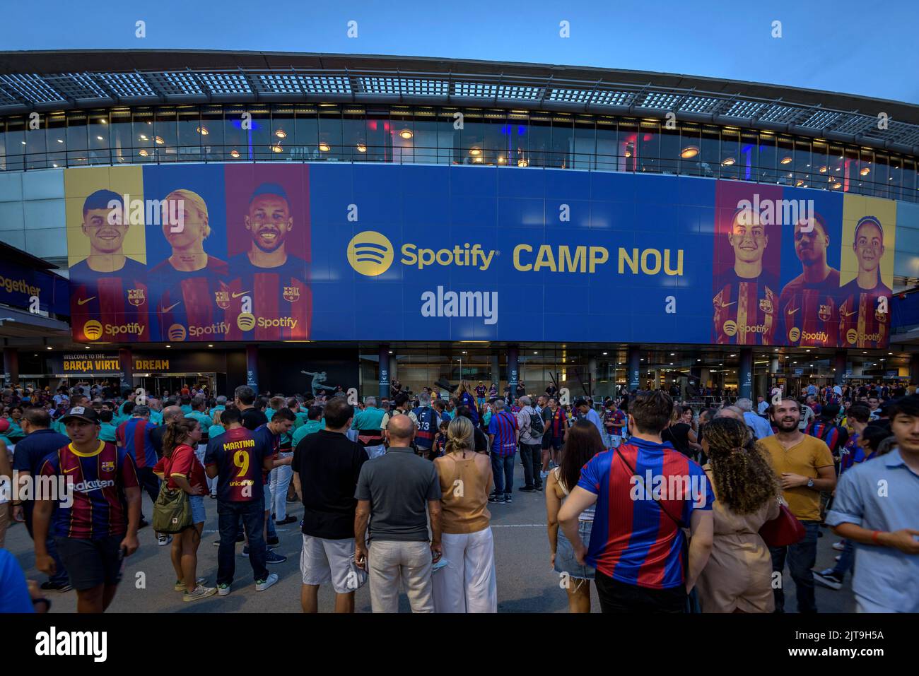 Exterior of the Spotify Camp Nou at twilight on a match day (Barcelona ...