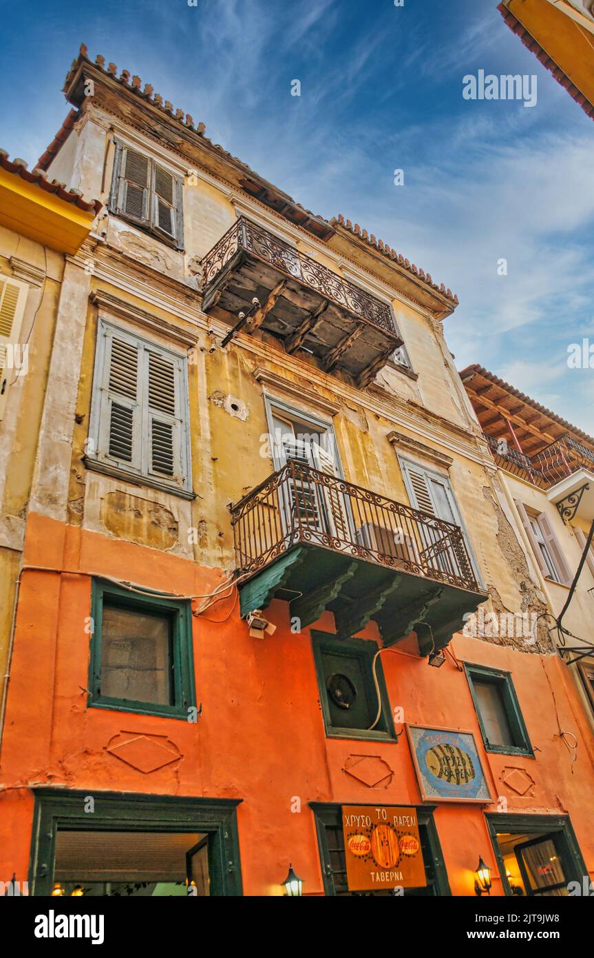 An old touristic town of Nafplio in Argolis, Peloponnese, Greece Stock ...