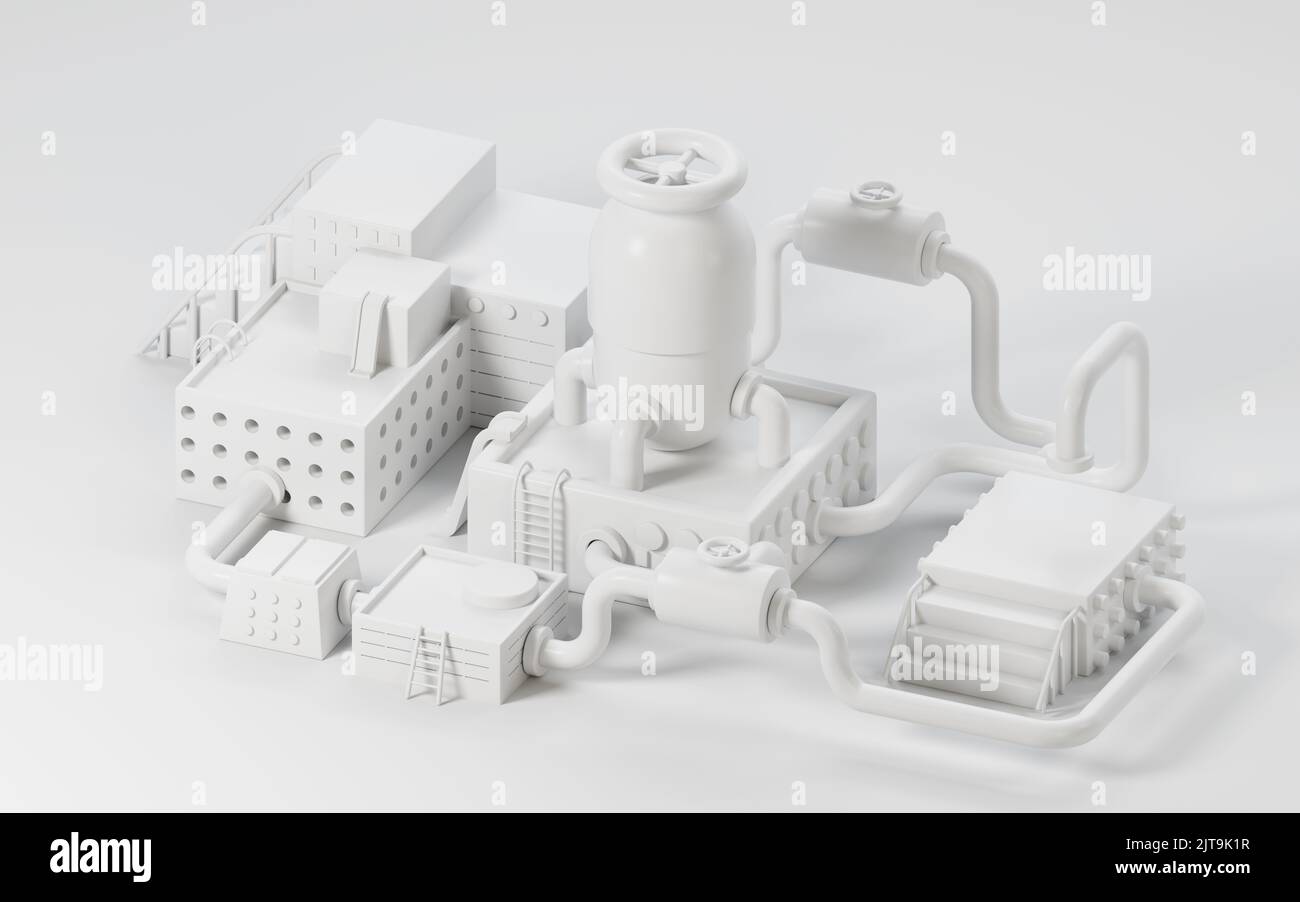 Empty stage in the shape of the factory, stage and assembly lines, 3d ...