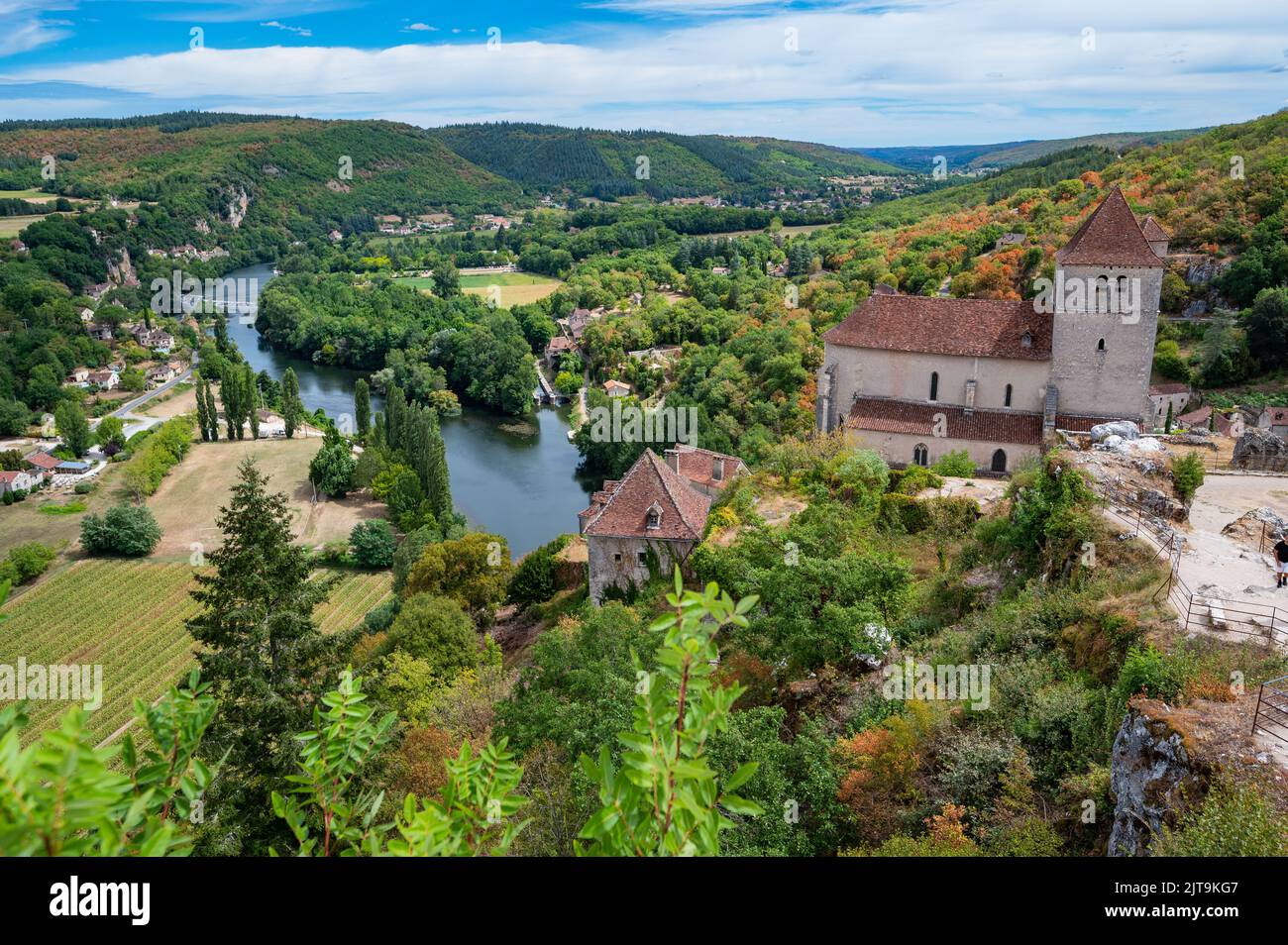 The valley of Lot river see the village of Saint Cirq Lapopie, Lot ...