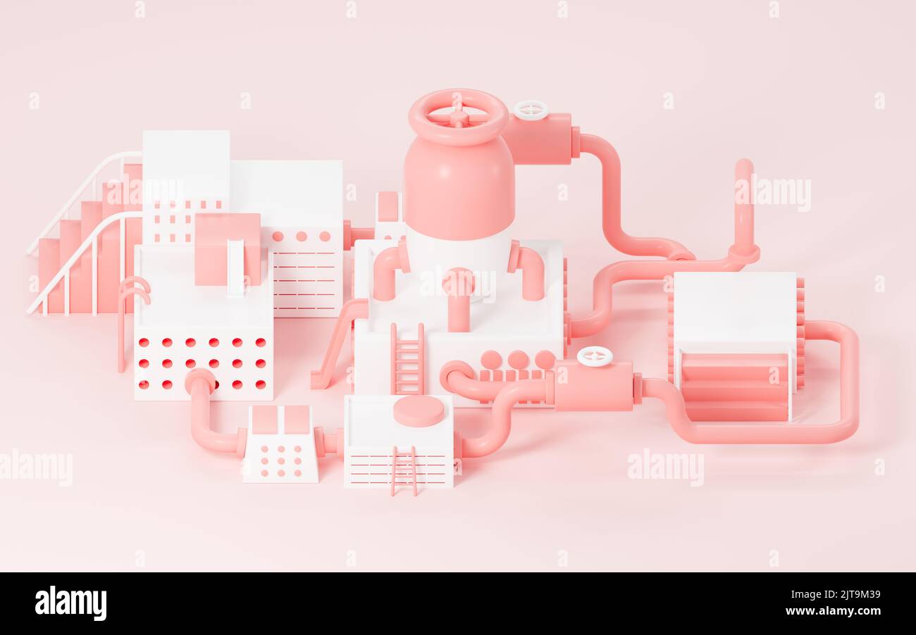 Empty stage in the shape of the factory, stage and assembly lines, 3d ...