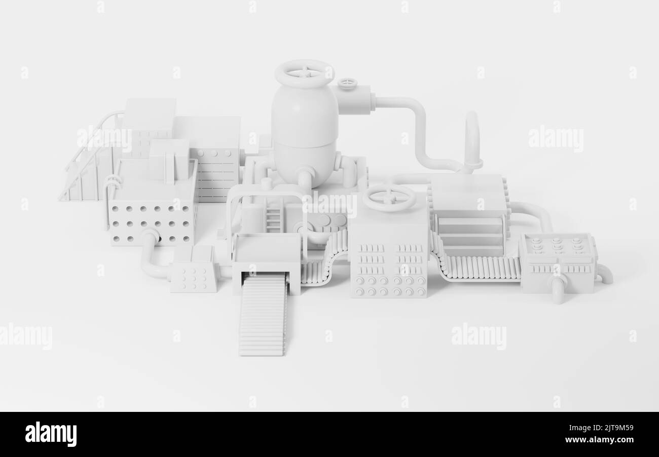 Empty stage in the shape of the factory, stage and assembly lines, 3d ...