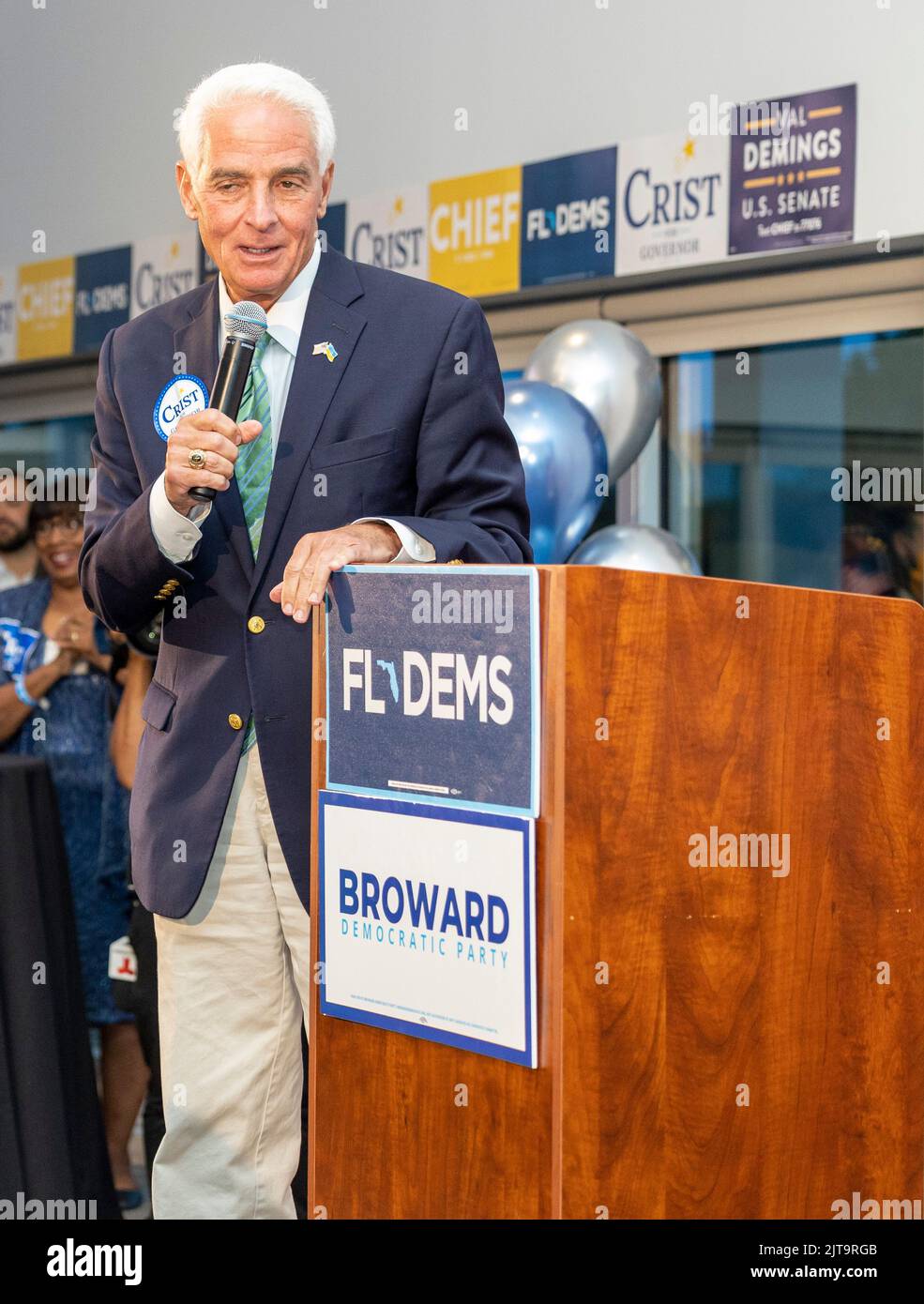 The Candidate For Senator Charlie Crist Talks To Supporters And The