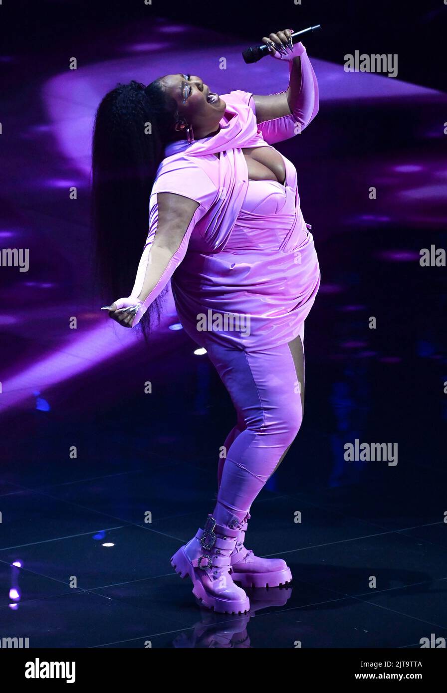 August 28th, 2022. Newark, USA. Lizzo on stage at the 2022 MTV Video ...