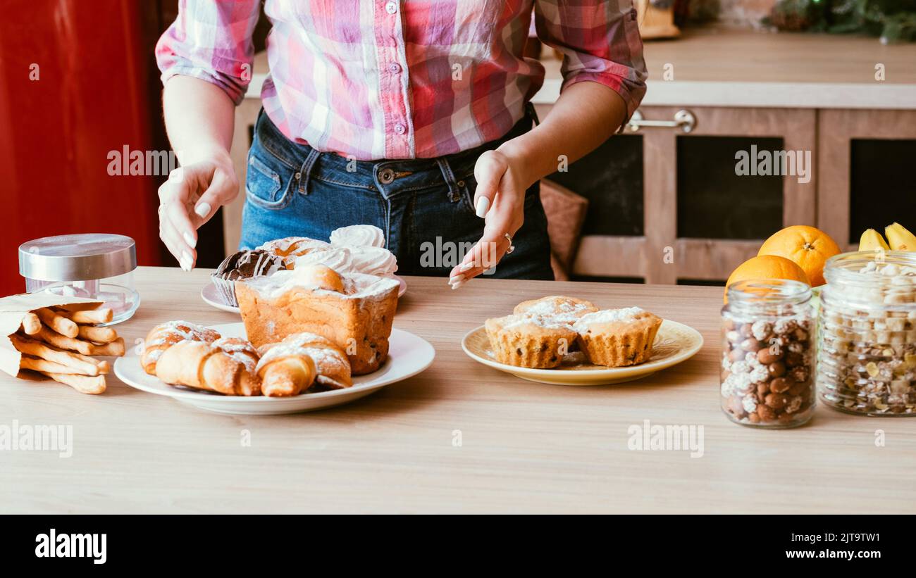 homemade sweet bakery female fresh pastries nuts Stock Photo - Alamy