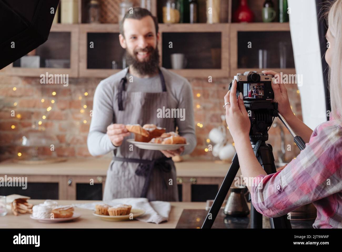 cooking man baking chef backstage photography Stock Photo - Alamy