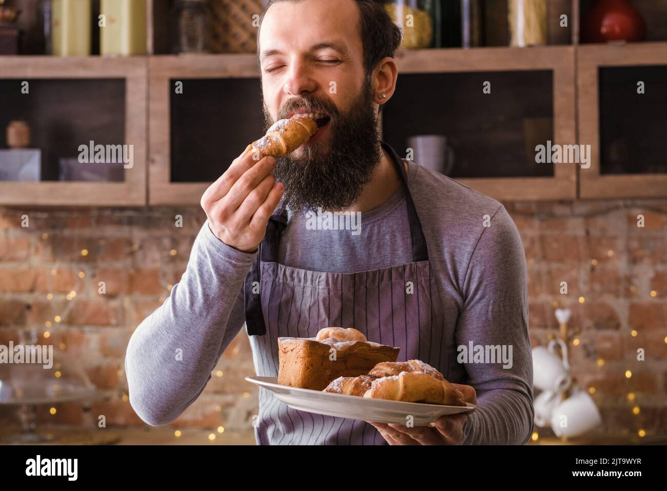 homemade baking man hobby lifestyle cook croissant Stock Photo - Alamy