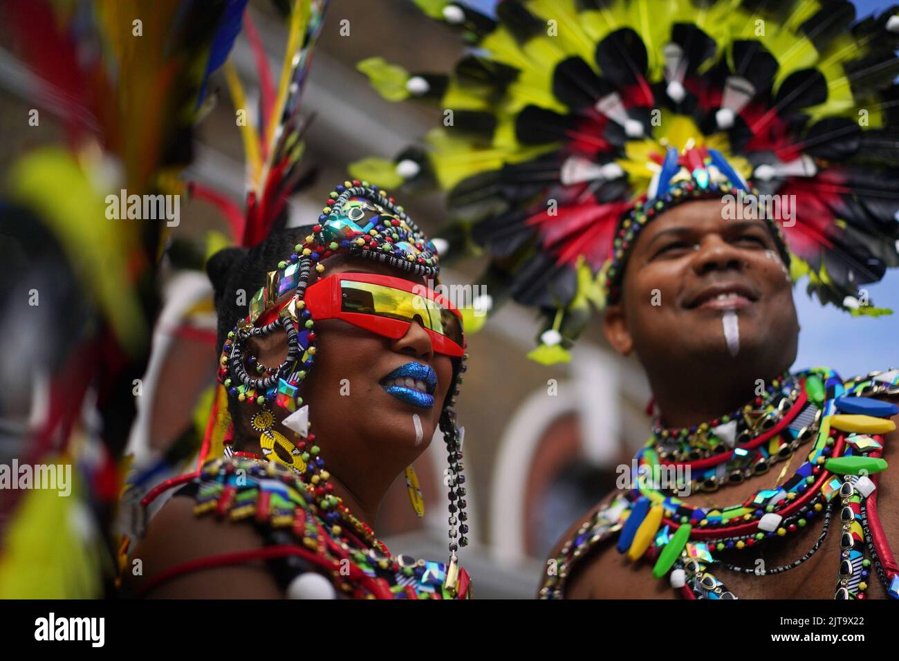 Carnival goers during the Notting Hill Carnival in London, which ...