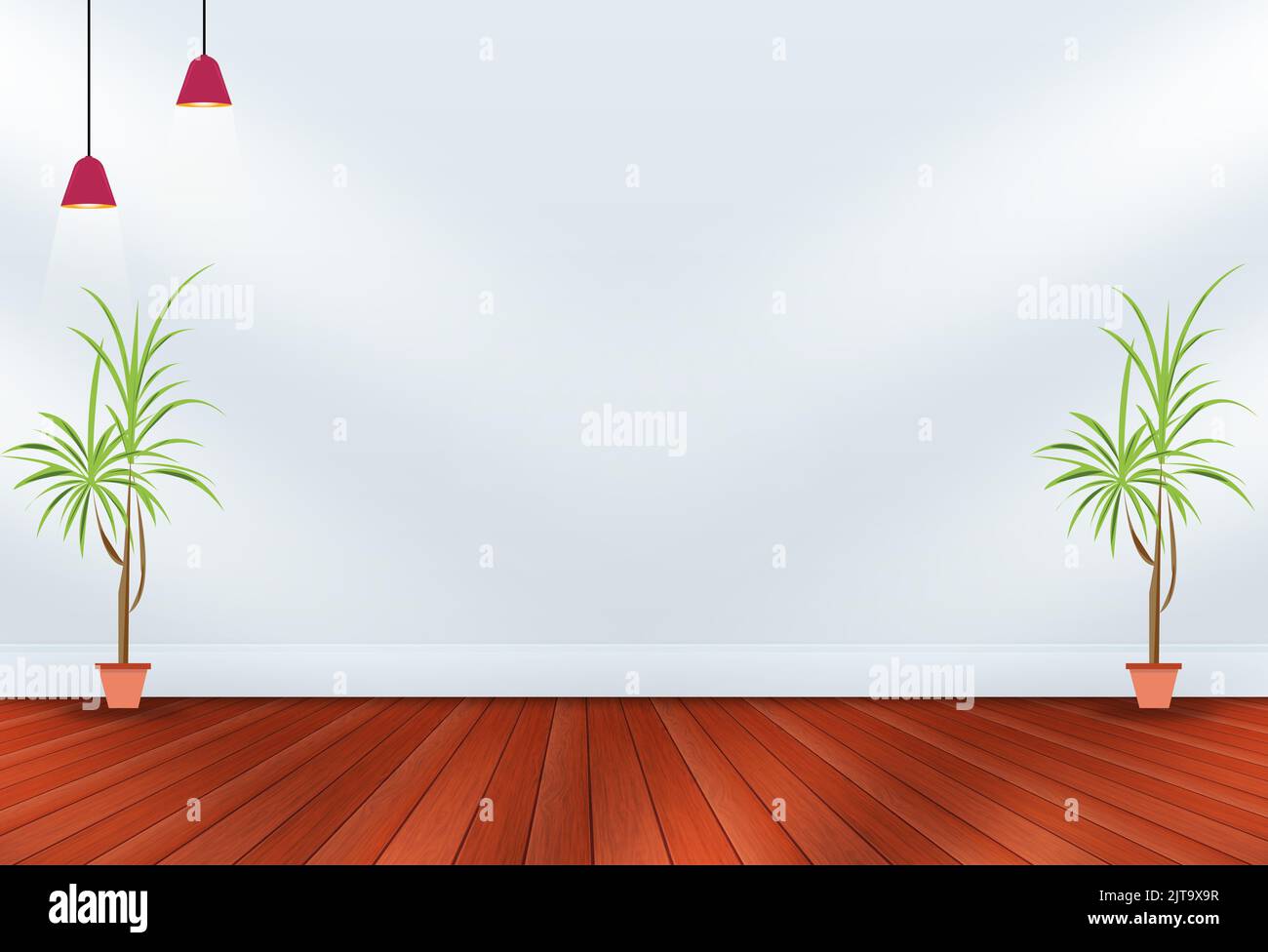 Interior of empty room with plant in wood pot interior design Stock ...