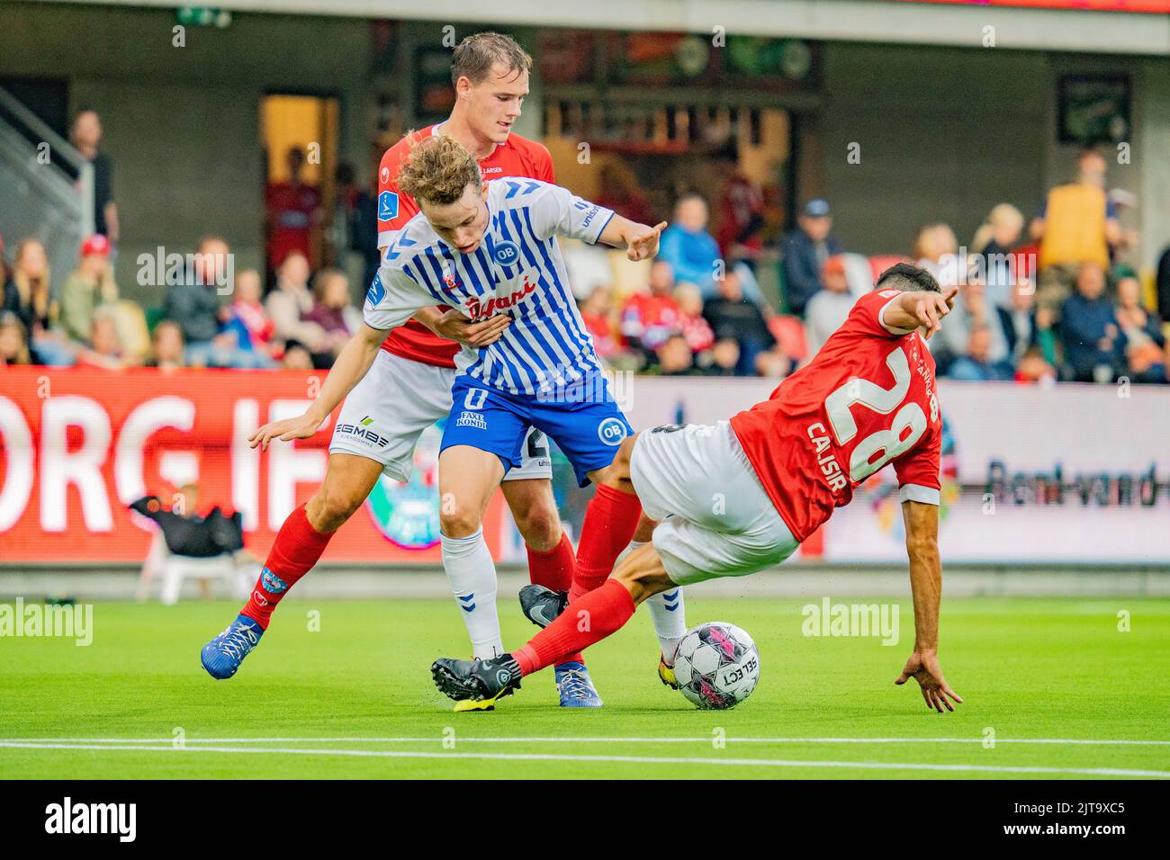 Silkeborg, Denmark. 28th Aug, 2022. Jakob Breum (8) of Odense Boldklub ...