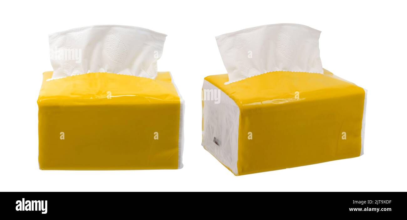 Opened tissue box on white background Stock Photo - Alamy
