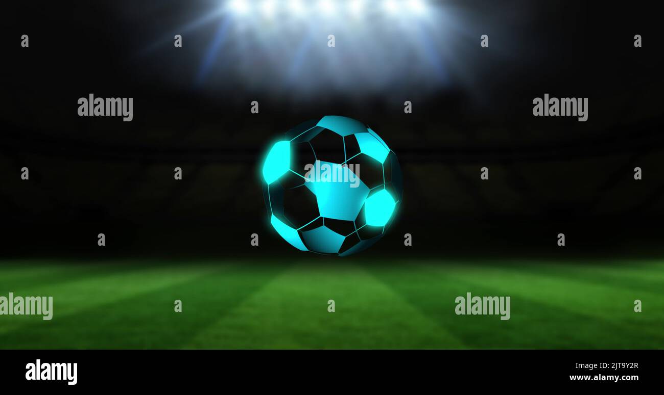 Image of digital football over stadium Stock Photo - Alamy