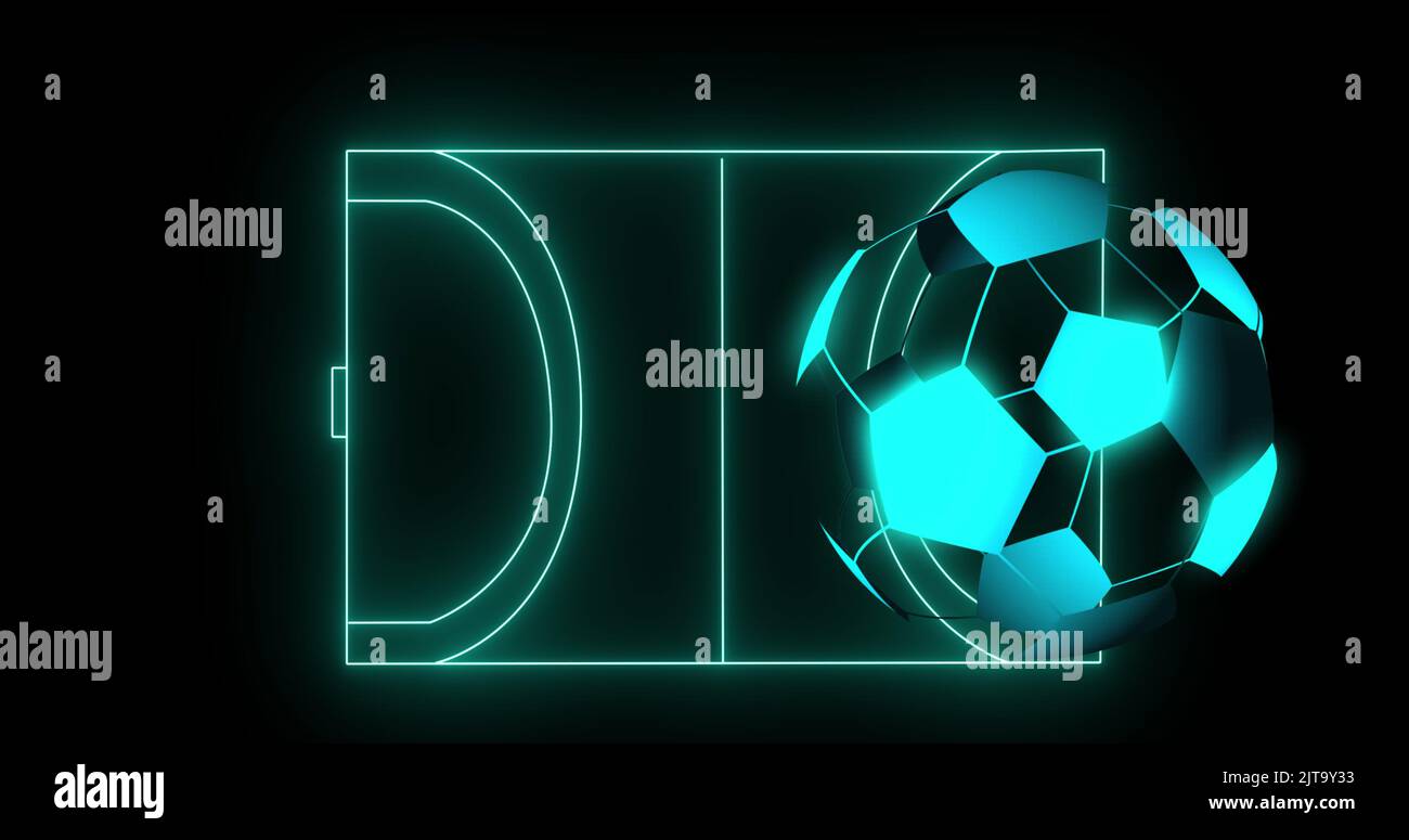 Image of digital football over neon stadium on black background Stock ...