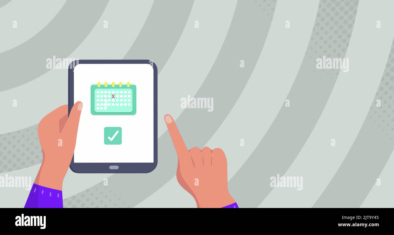 Image of travel icons over hands using tablet Stock Photo - Alamy