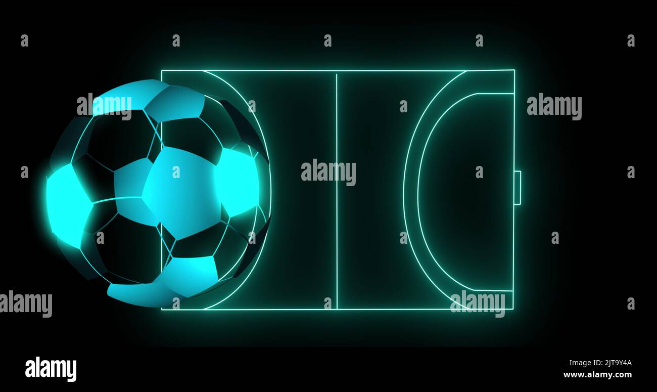 Image of digital football over neon stadium on black background Stock ...